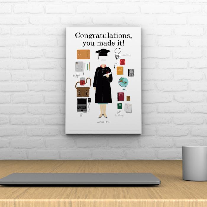 Congratulations, You Made It! Female | Graduation Poster | papemelroti